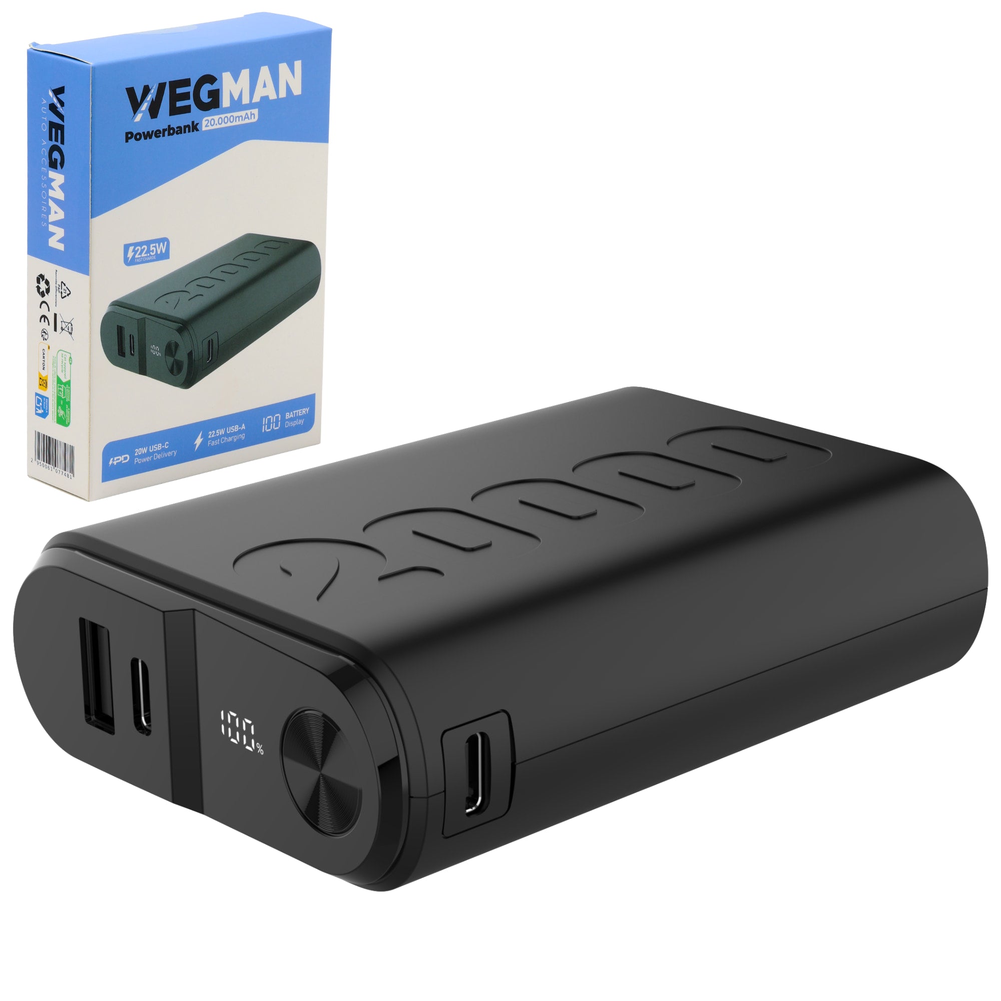 WEGMAN Powerbank 20000 mAh - Extra Klein